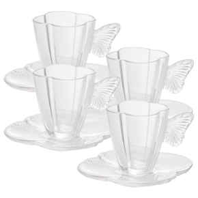 4 Xícaras de Chá Butterfly (180 ml) - Cristal